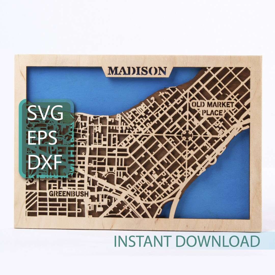 Madison Map, Wisconsin Designs, United States SVG, 3D Wood Laser Cut ...