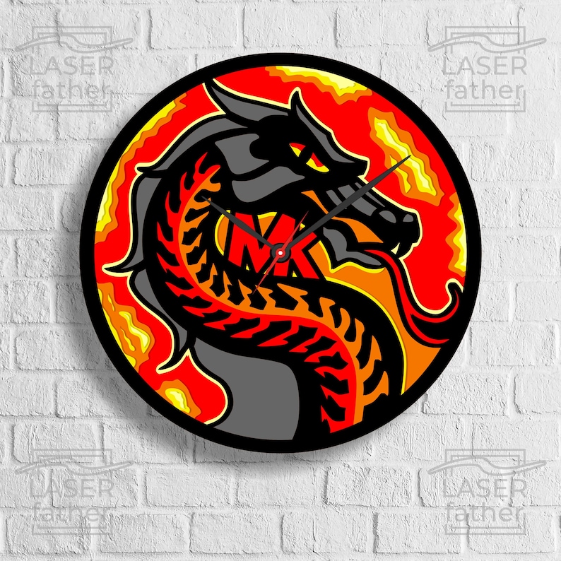 Mortal Kombat Dragon Logo SVG: Laser Cut Clock Template (digital ...