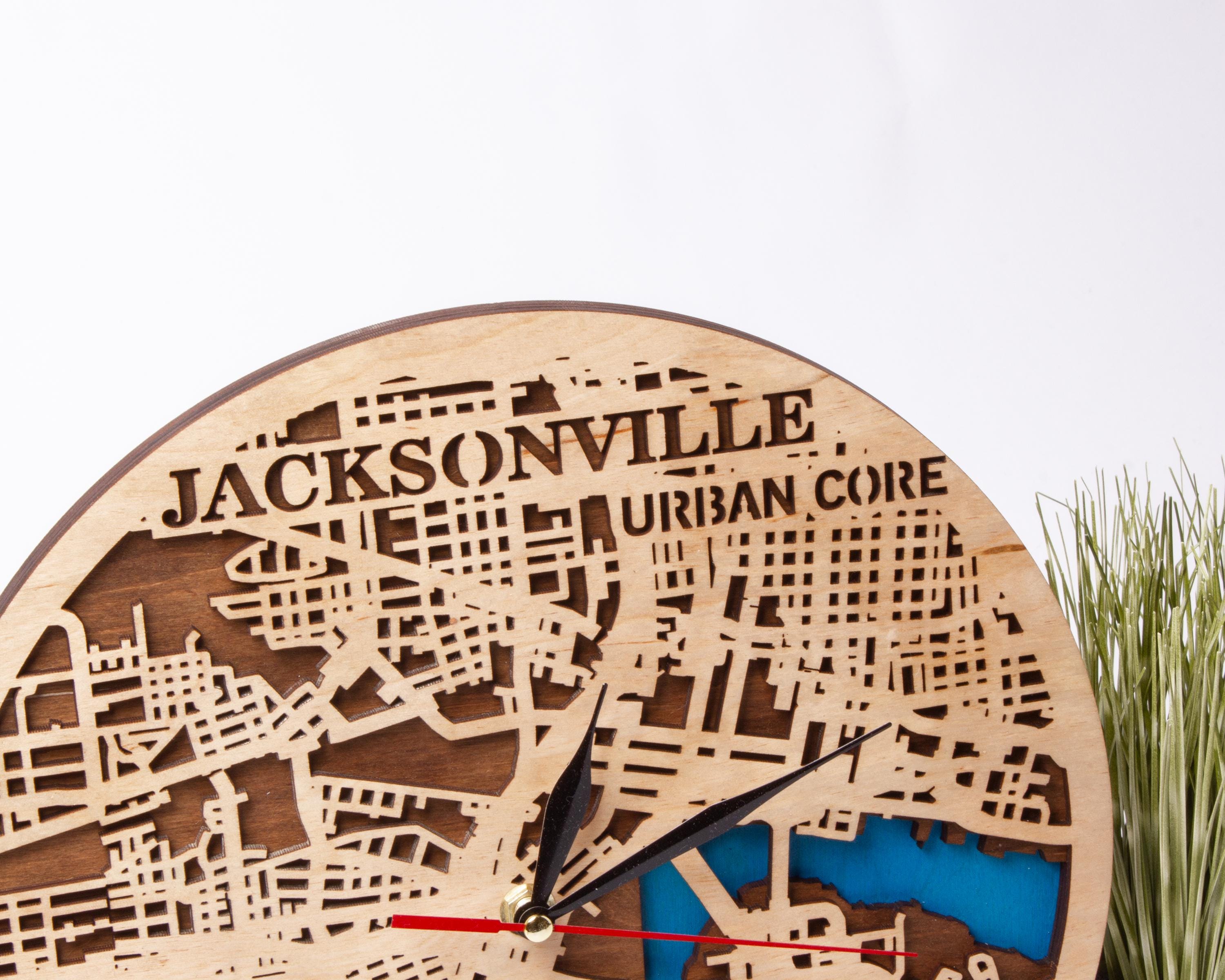 Jacksonville Wooden Map Clock SVG: Laser Cut Files (digital Download ...