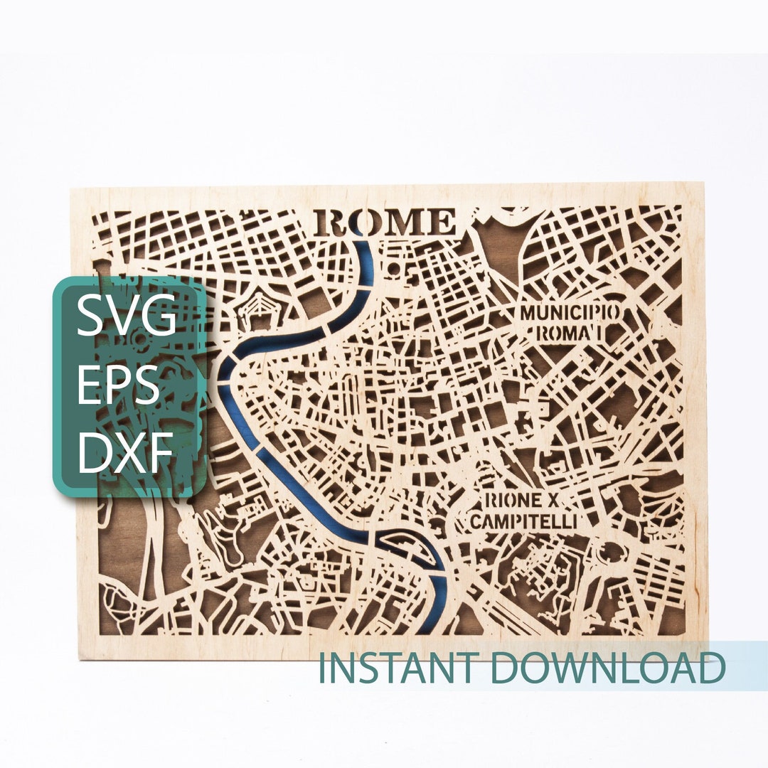 Rome Map, 3D Layered SVG, Plywood Laser Cut, Italy Craft, Instant ...