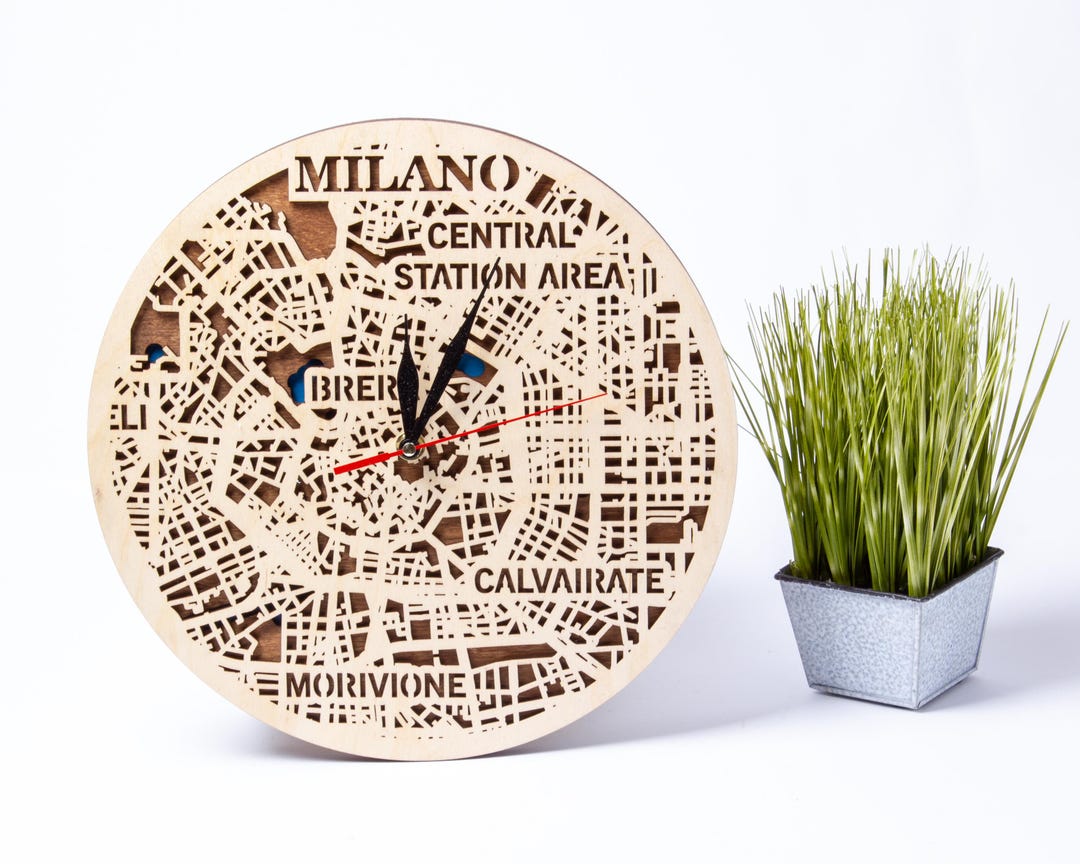 Milan Map, Italy Laser Cut, City Clock, 3D Multilayer SVG, Wood Cricut ...
