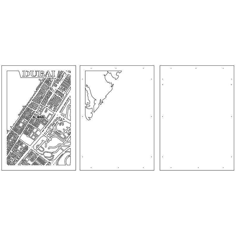 Dubai SVG, 3D Wooden Maps, UAE, United Arab Emirates, City DXF ...