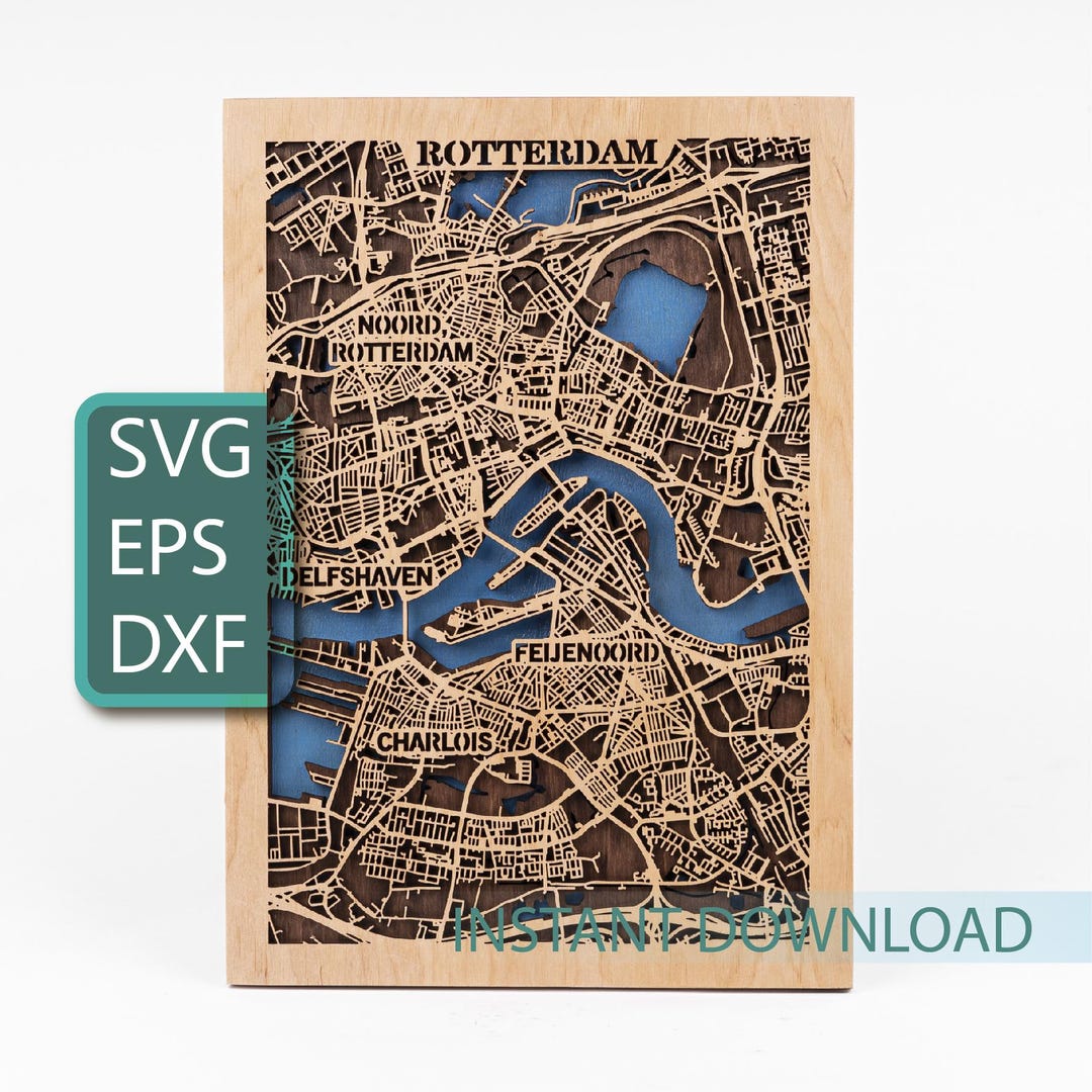 Rotterdam, Netherlands Map, Holland SVG, City Outline, 3D Layered Art ...