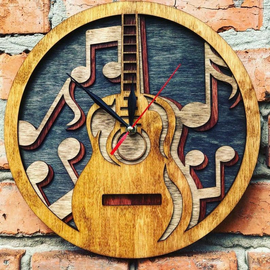 Guitar Clock SVG: Layered Laser Cut File (digital Download) - Etsy