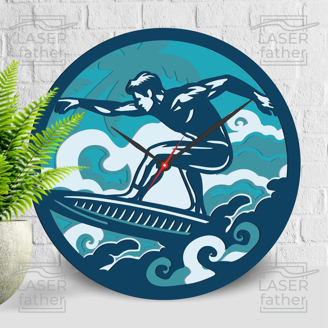 Surfing SVG, Surfer Silhouette, Surf Design, Plywood Laser Cutting, 3D ...