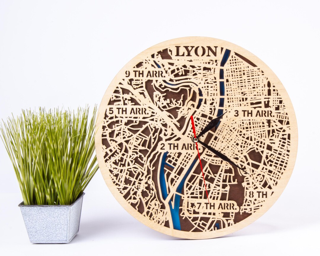 Lyon France Map Clock: 3D Laser Cut SVG File (digital Download) - Etsy
