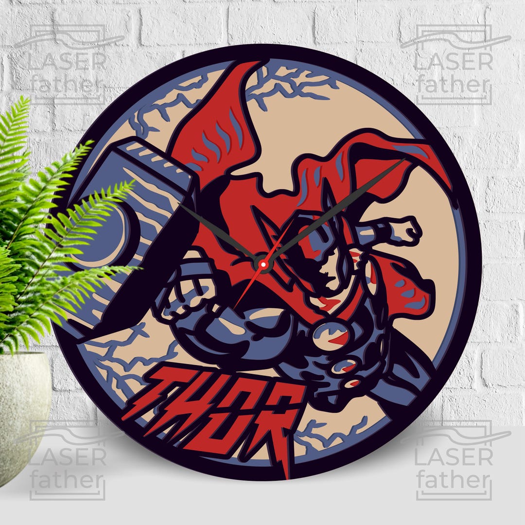 Thor Clock SVG: 3D Layered Laser Cut File (digital Download) - Etsy