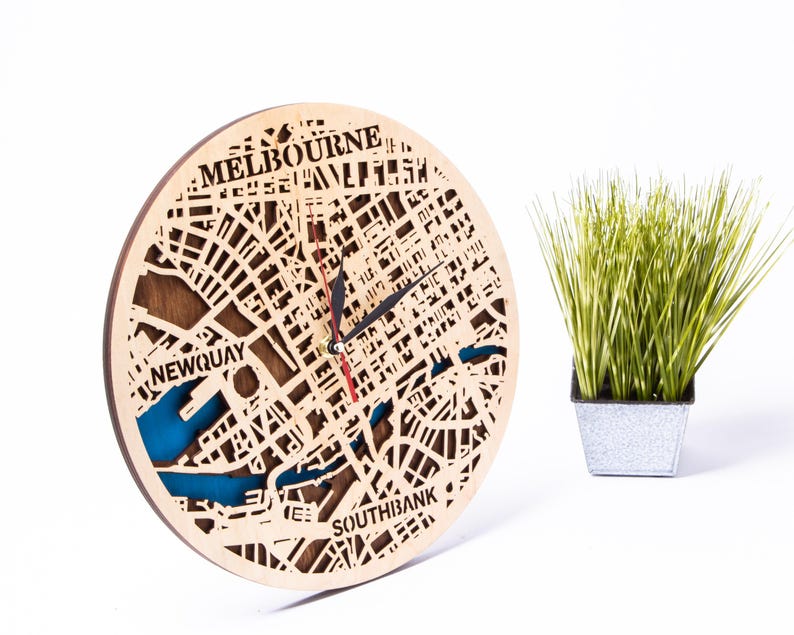 Melbourne City Map Clock SVG: Laser Cut Multilayer Design (digital ...
