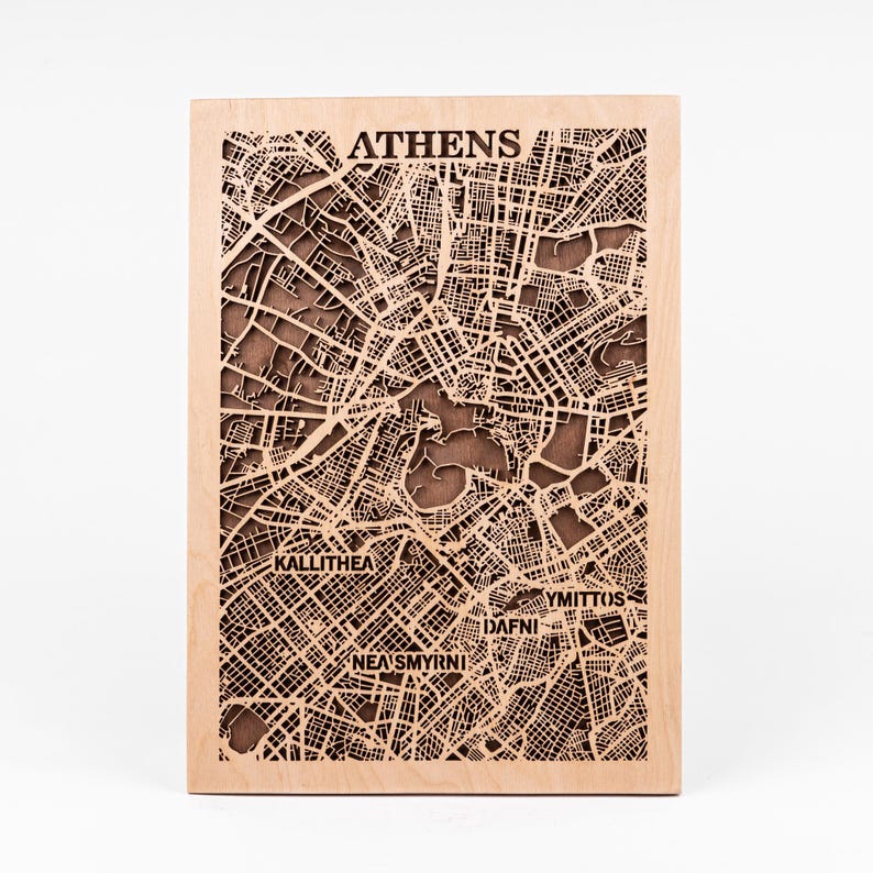 Athens Map: Greece Laser Cut File, Multilayer Wood Art (digital ...