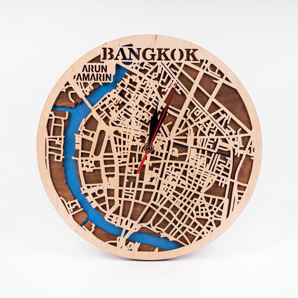 Bangkok Thailand Map Clock: 3D Layered Wood Cutout (digital Download ...