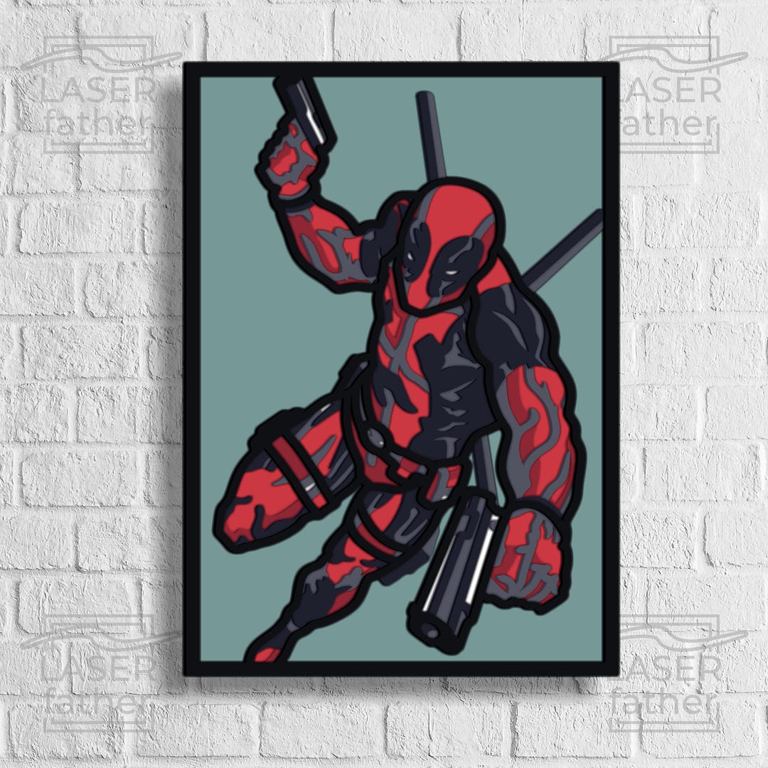 Deadpool Layered, 3D Shadow Box SVG, Superhero Laser Cut, Digital ...