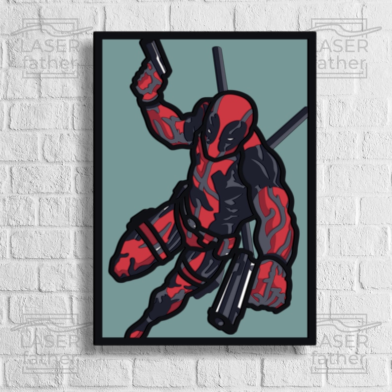 Deadpool Layered, 3D Shadow Box SVG, Superhero Laser Cut, Digital ...