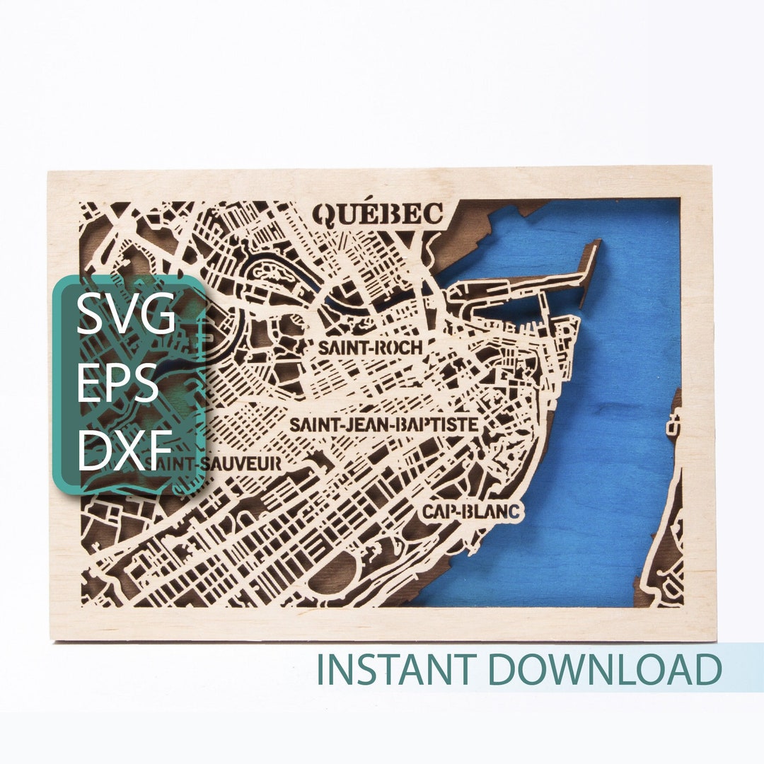 Quebec Map, Canada Art, 3D Layered SVG, Wood Laser Cutting, Glowforge ...