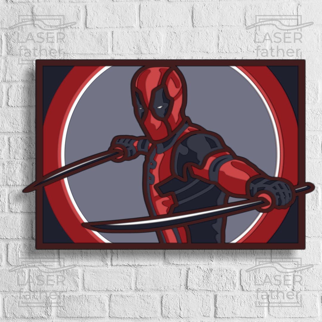 Deadpool 3D Layered Svg, Laser Ready DXF Files, Wood Cutouts, Superhero ...