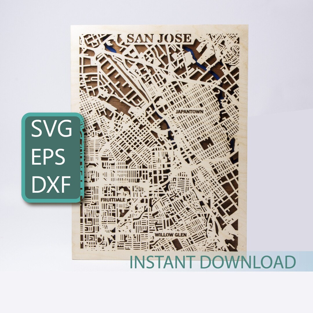 San Jose Map, California SVG, 3D Layered Laser Cut, USA Wood Cutout ...