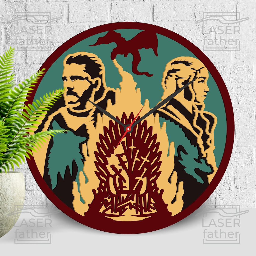 Jon Snow SVG, Daenerys Targaryen SVG, Laser Cut Clock, Multilayered ...