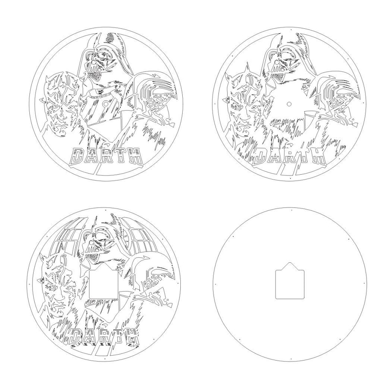 Star Wars Sith Laser Cut Clock File: Darth Vader, Maul, Ren (SVG, AI ...