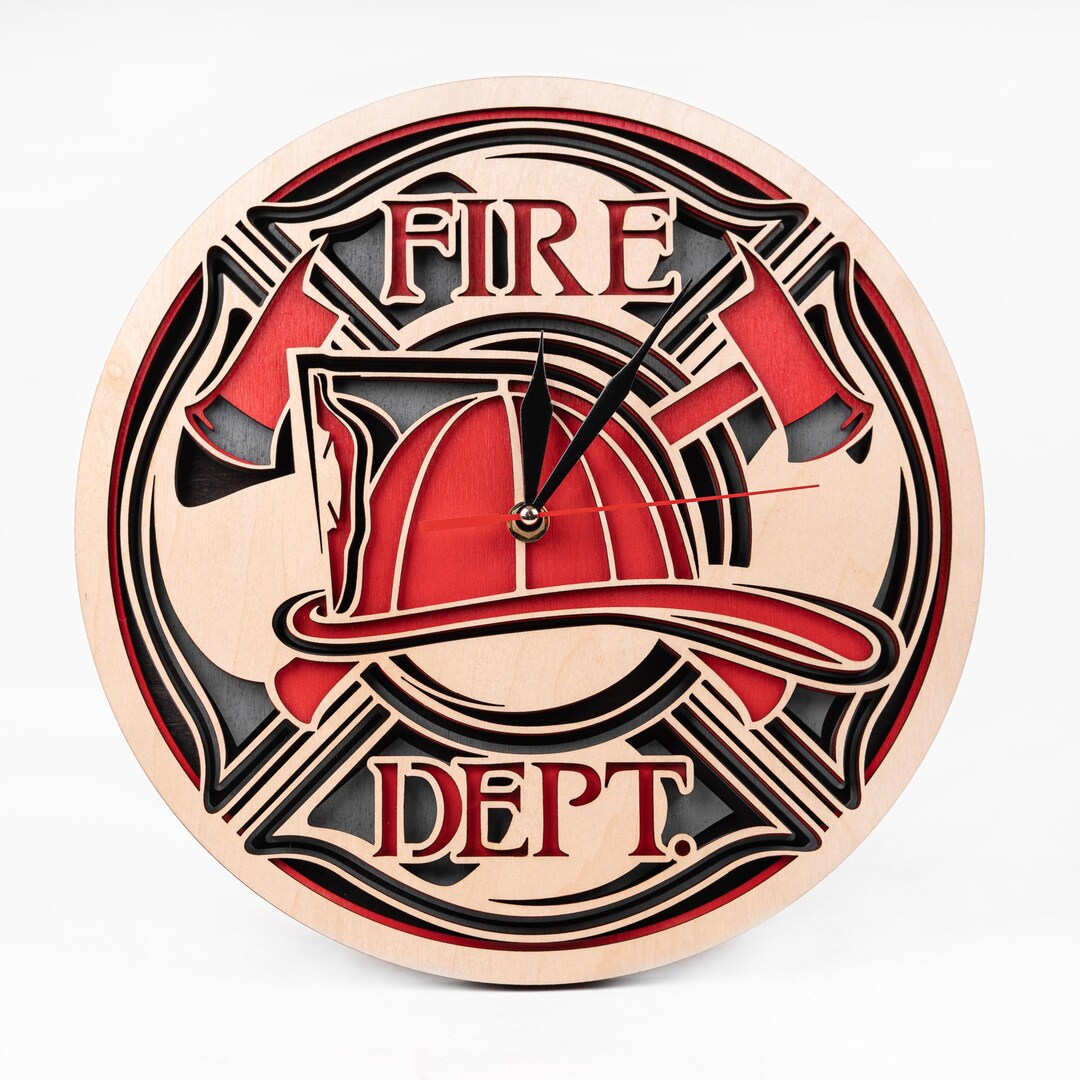 Fireman Helmet Clock SVG: 3D Layered Wood Art (digital Download) - Etsy