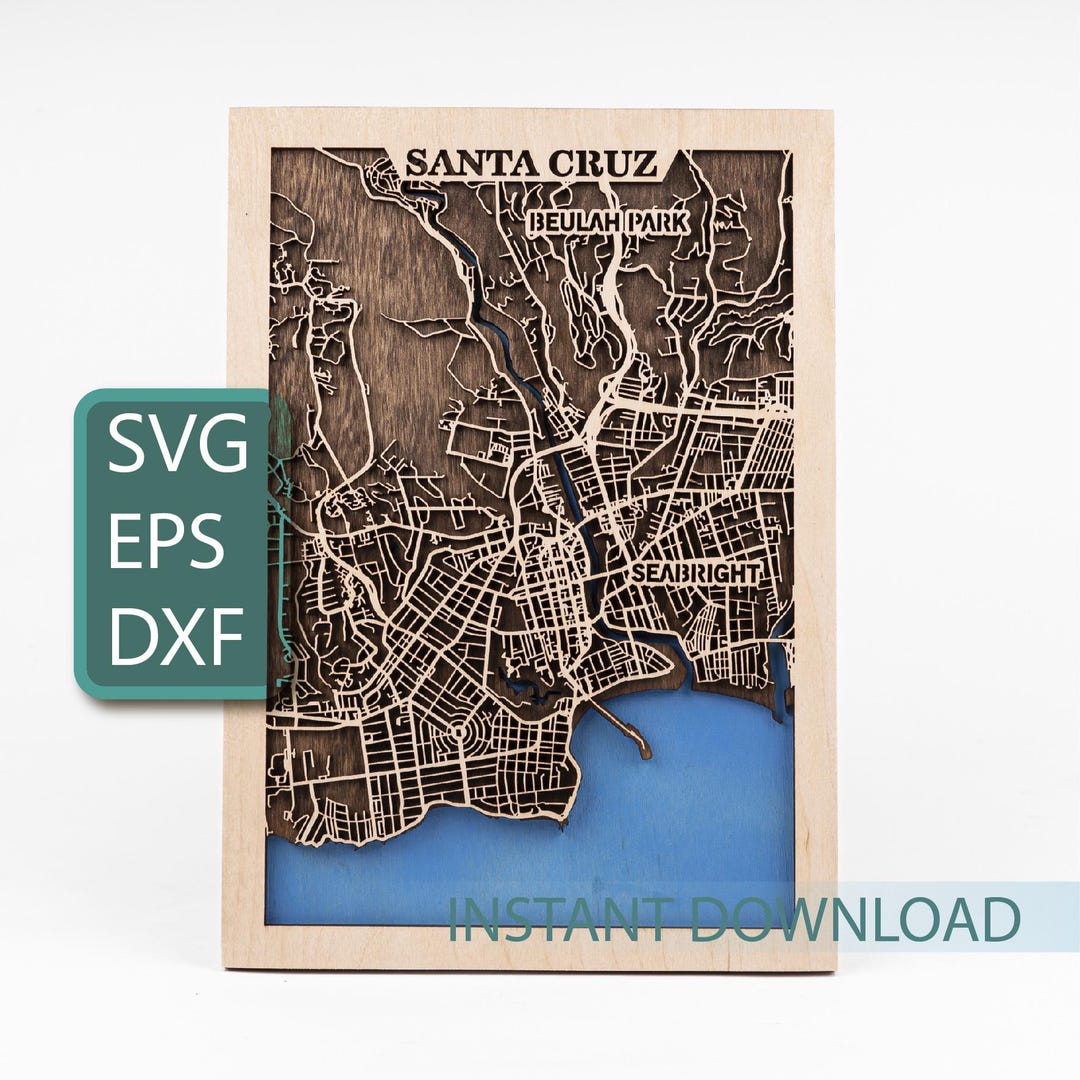 Mapa de Santa Cruz SVG: Arquivo de corte a laser em camadas (download ...