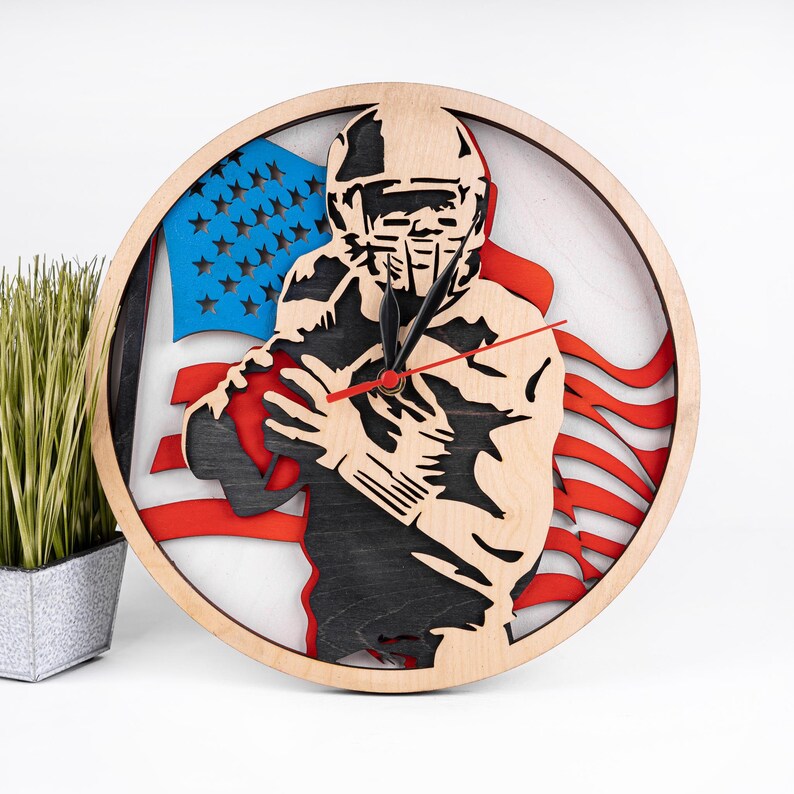 American Football Player SVG, USA Flag 3D, Plywood Laser Cut, Layered ...