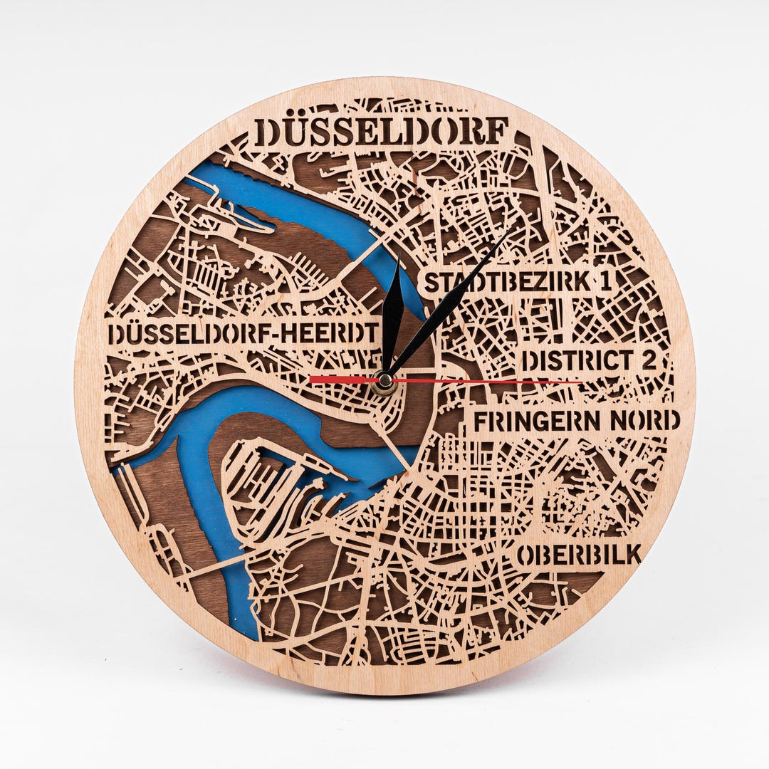 Dusseldorf Germany Map Clock: 3D Laser Cut Wood (digital Download) - Etsy