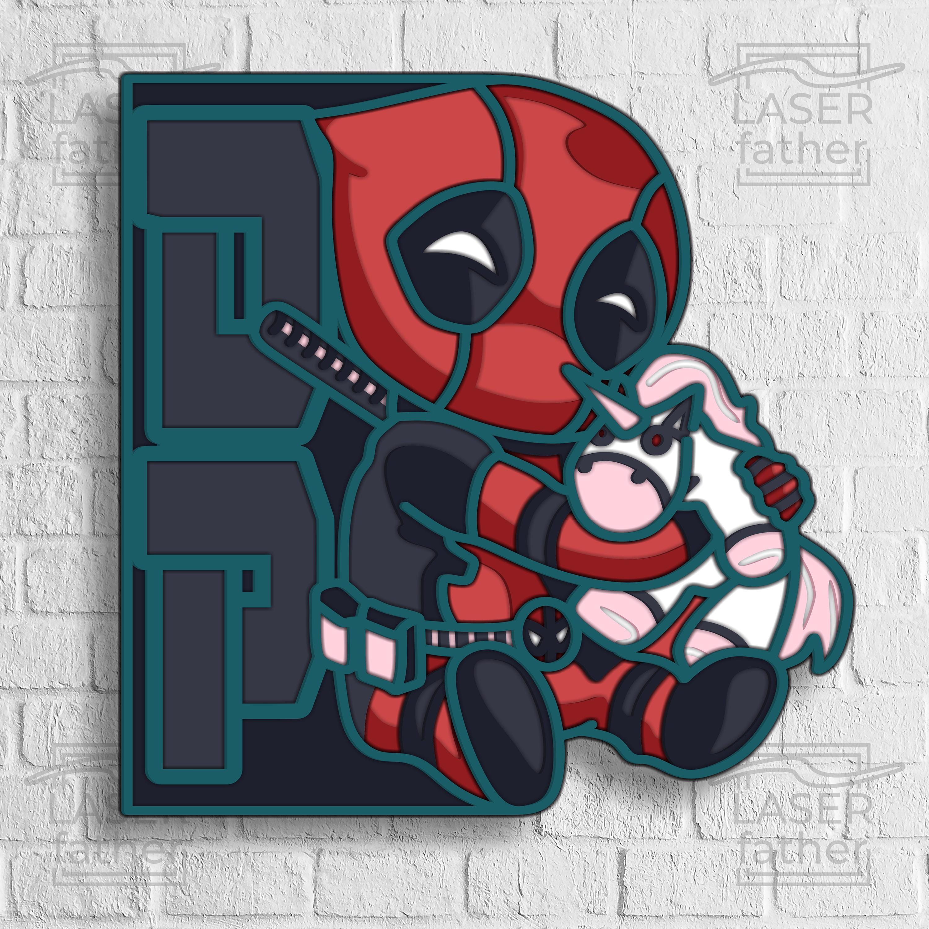 Cute Deadpool SVG, Superhero Chibi, 3D Laser Cut Projects, Layered ...