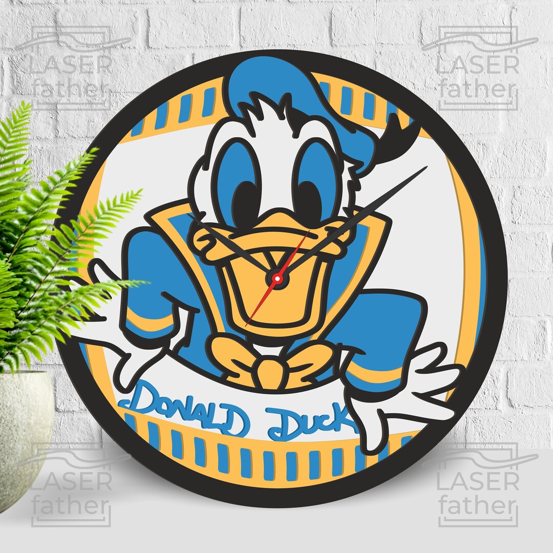 Donald Duck Clock SVG: 3D Disneyland Laser Cut File (digital Download ...