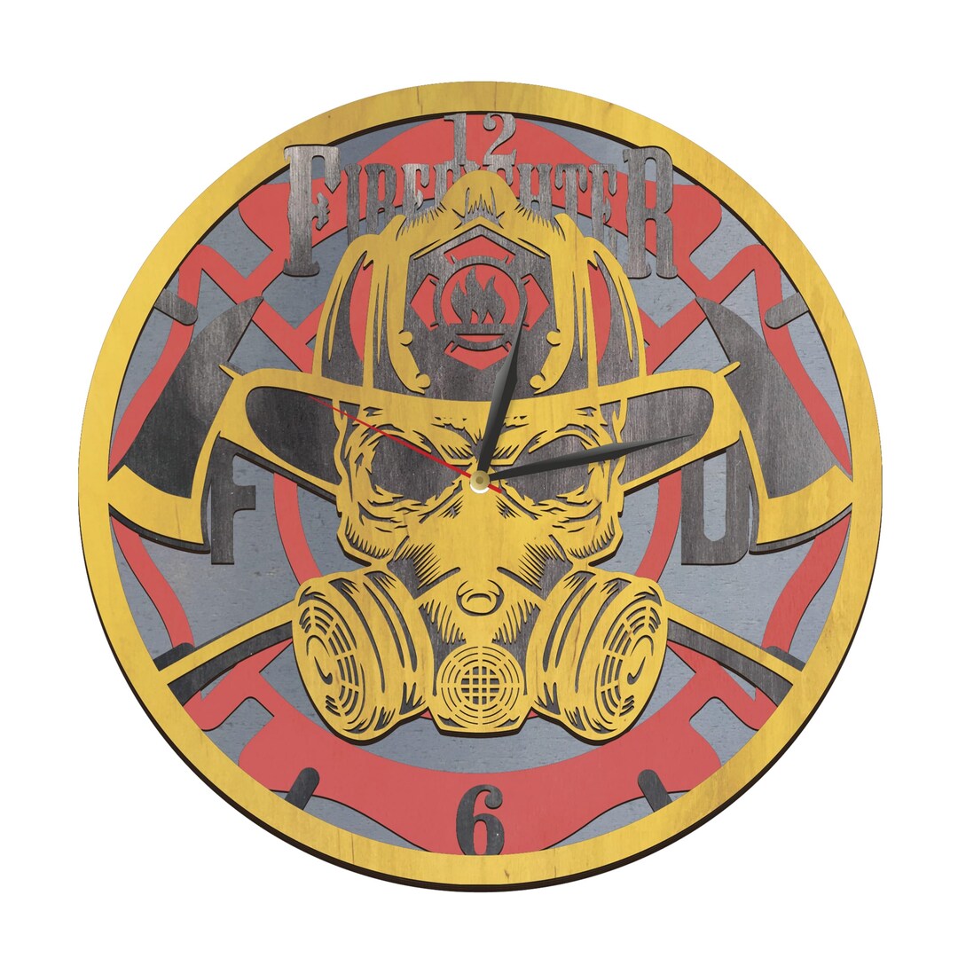 Firefighter Mask Clock SVG: Layered Laser Cut File (digital Download ...