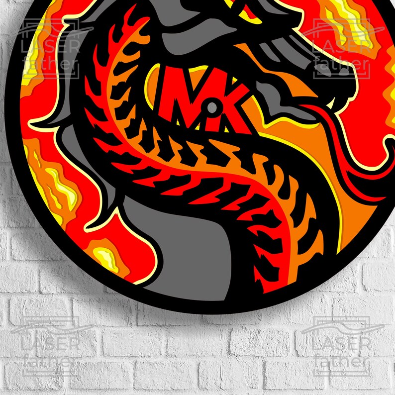 Mortal Kombat Dragon Logo SVG: Laser Cut Clock Template (digital ...