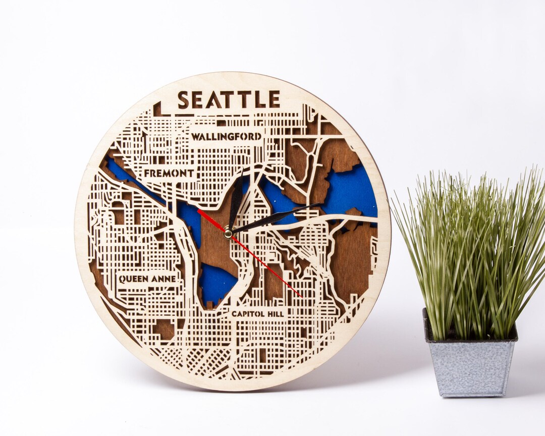 Seattle 3D Laser Cut Map: Layered Wood Art (SVG, AI, CDR) - Etsy