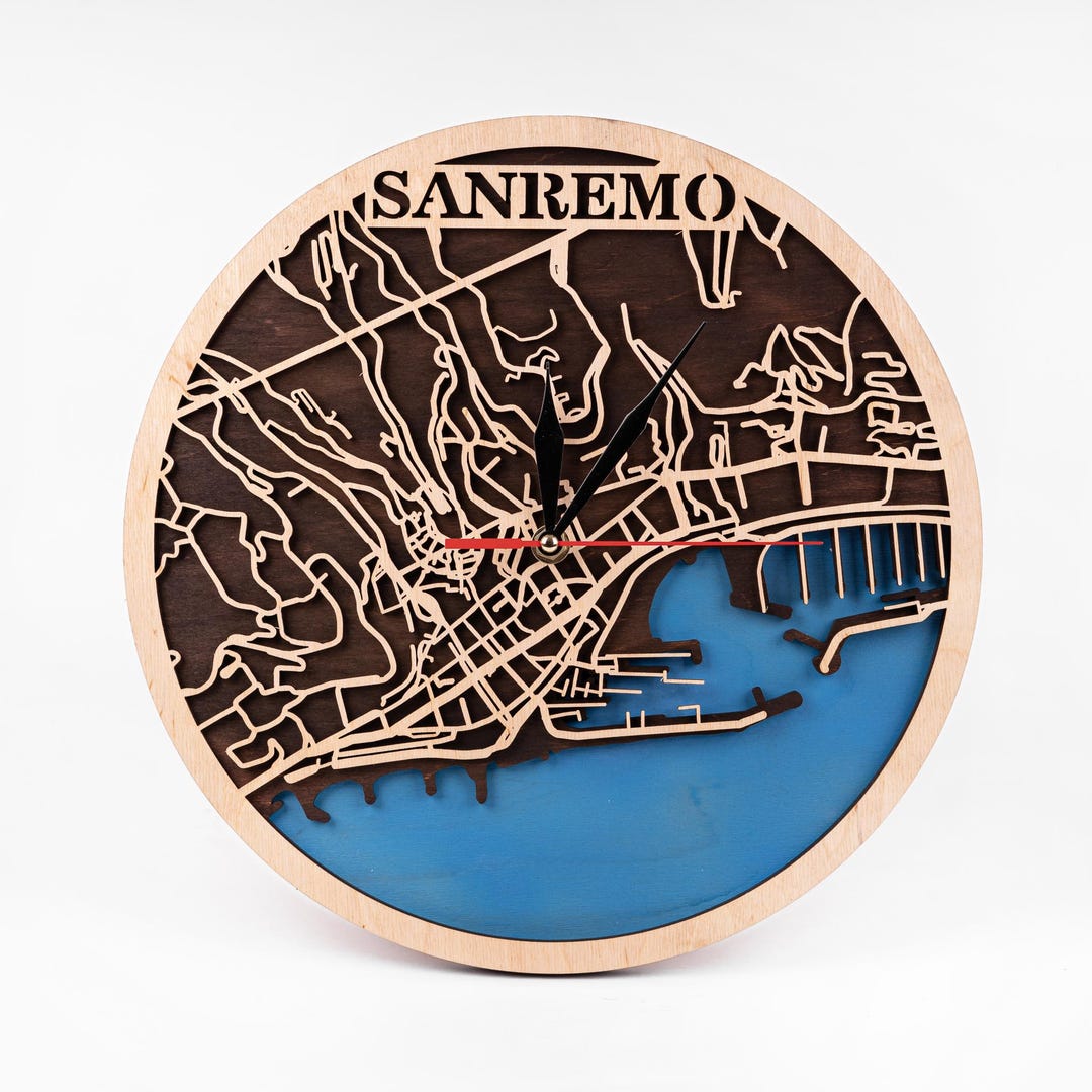 Sanremo Map, Italian Cities SVG, Plywood Laser Cut, Layered Pattern ...