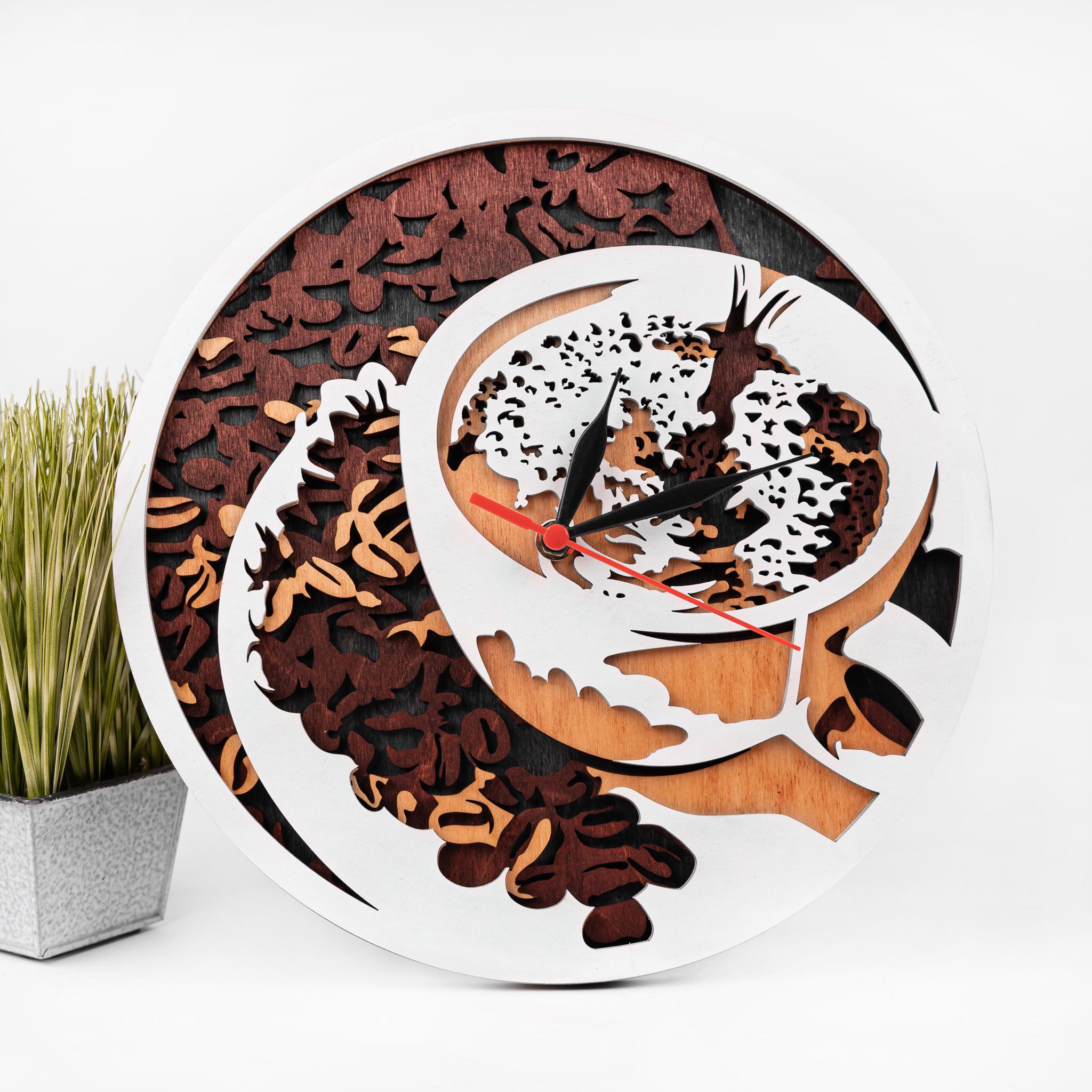 Coffee Cup Clock SVG: Laser Cut Template, Multilayer Design (digital ...