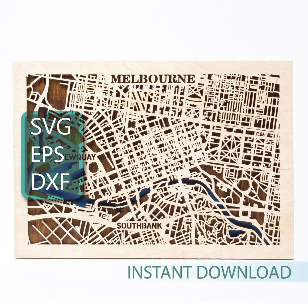 Melbourne Australia Wall Art, 3D City Map, Wood Layered SVG, Glowforge ...