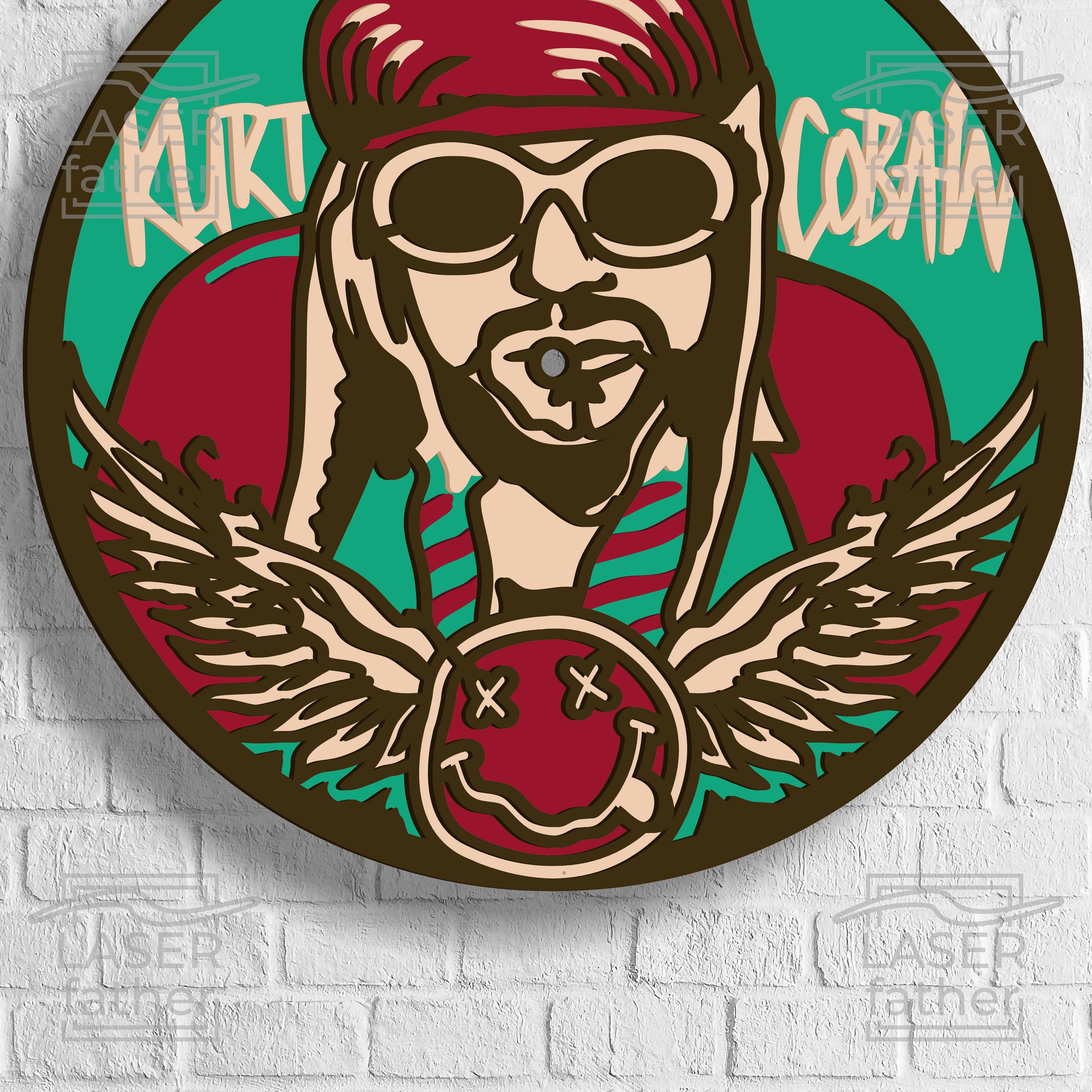 Kurt Cobain Clock SVG: Rock Music Laser Cut File (digital Download) - Etsy