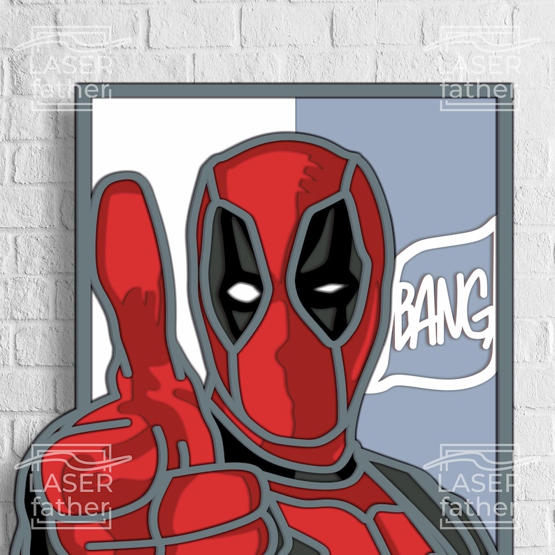 Deadpool Laser Cut File: 3D Layered Comic Character SVG (digital ...