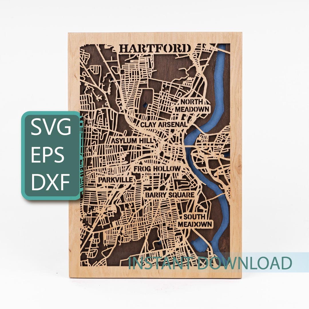 Hartford CT Wall Art, Connecticut SVG, Layered Wood Map, United States ...