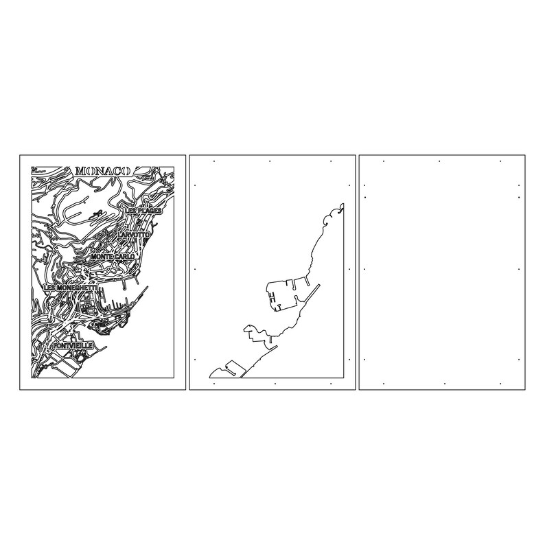 Monaco Map, Monte Carlo SVG, 3D Layered Wood Art, Laser Ready DXF Files ...