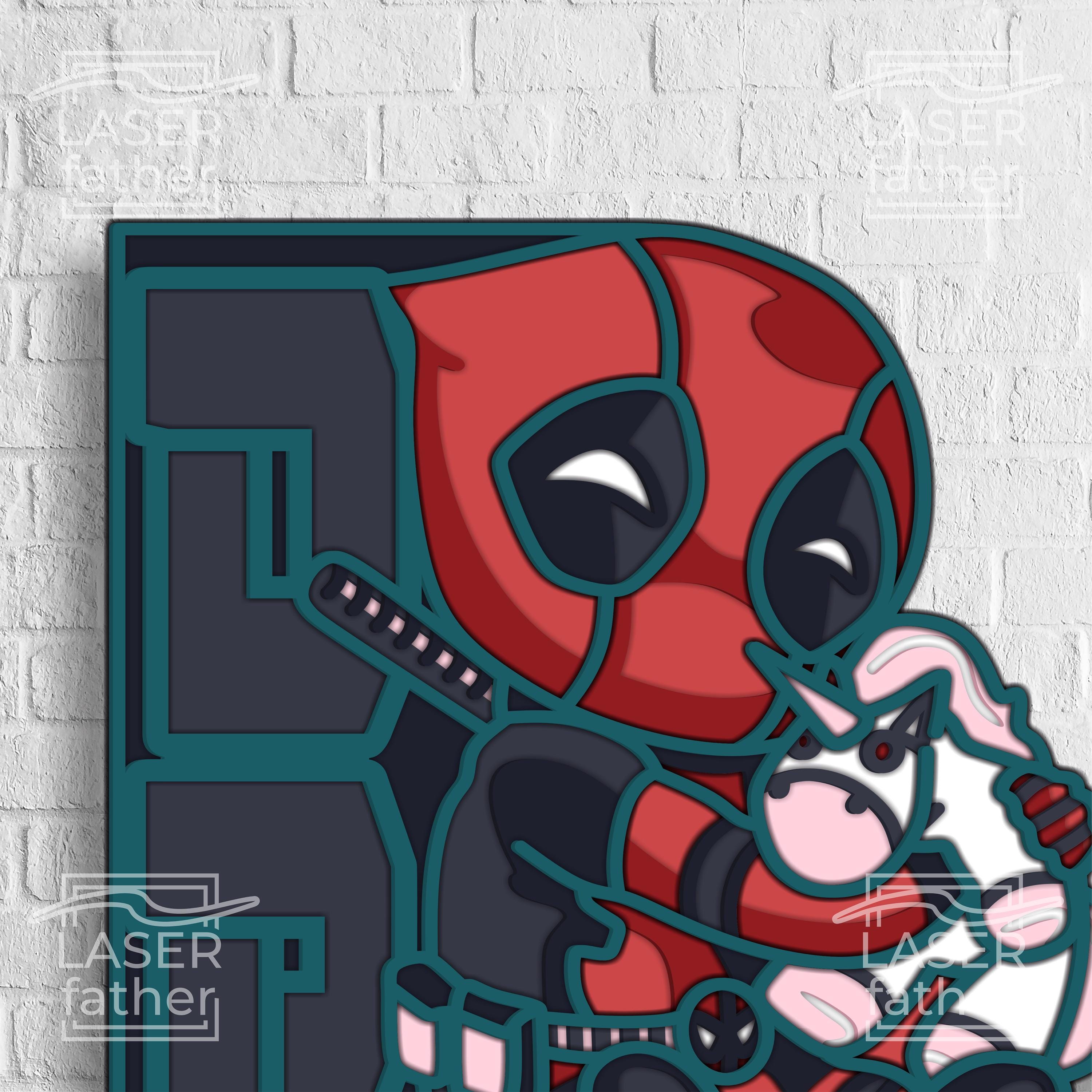 Cute Deadpool SVG, Superhero Chibi, 3D Laser Cut Projects, Layered ...