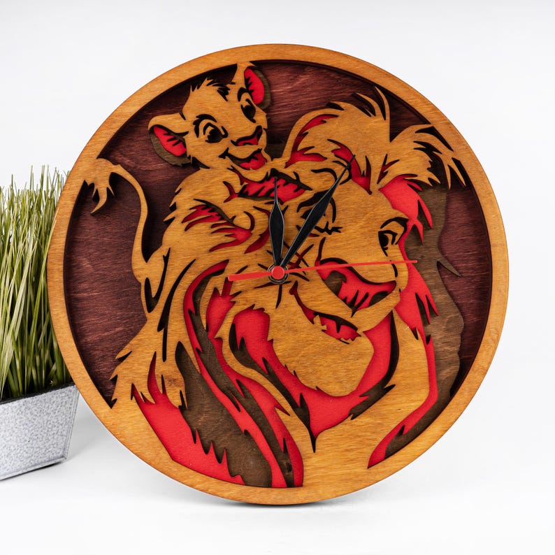 Lion King Clock SVG: Simba and Mufasa Laser Cut File (digital Download ...