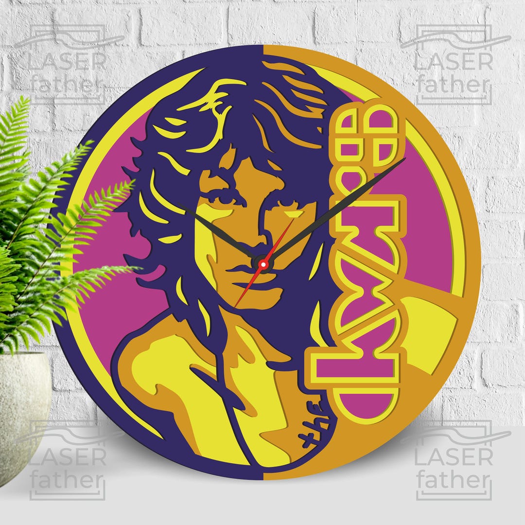 The Doors Clock SVG: Jim Morrison, 3D Layered Laser Cut File (digital ...