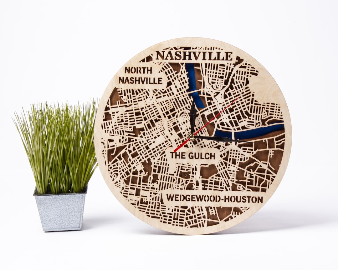 Nashville Wooden Map Clock: Laser Cut 3D CNC Files (digital Download ...