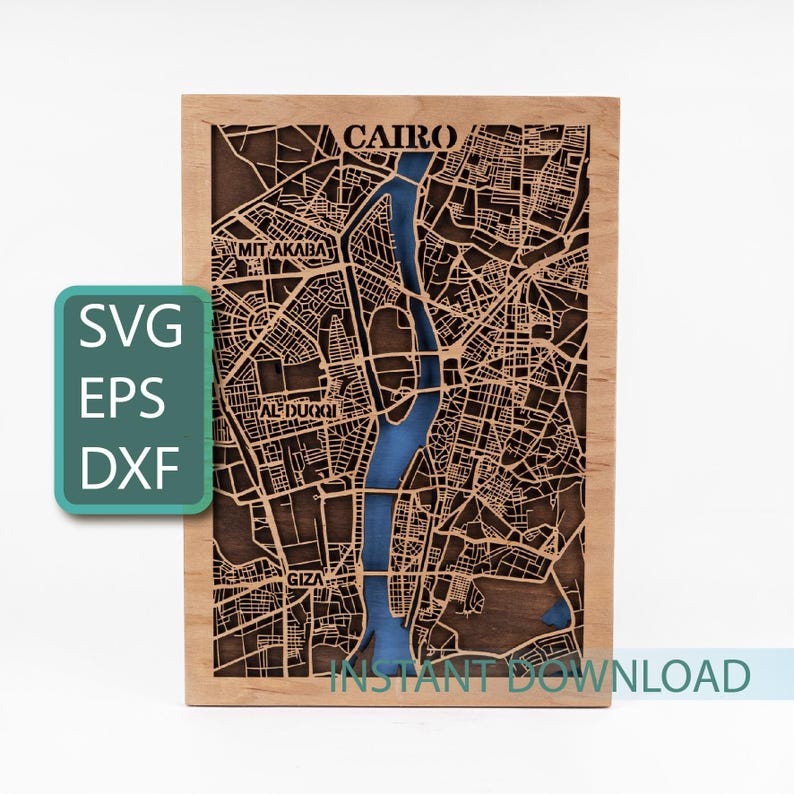 Cairo Map, Multilayer SVG, Egypt Decor, Laser Cutting, Cricut Machine ...