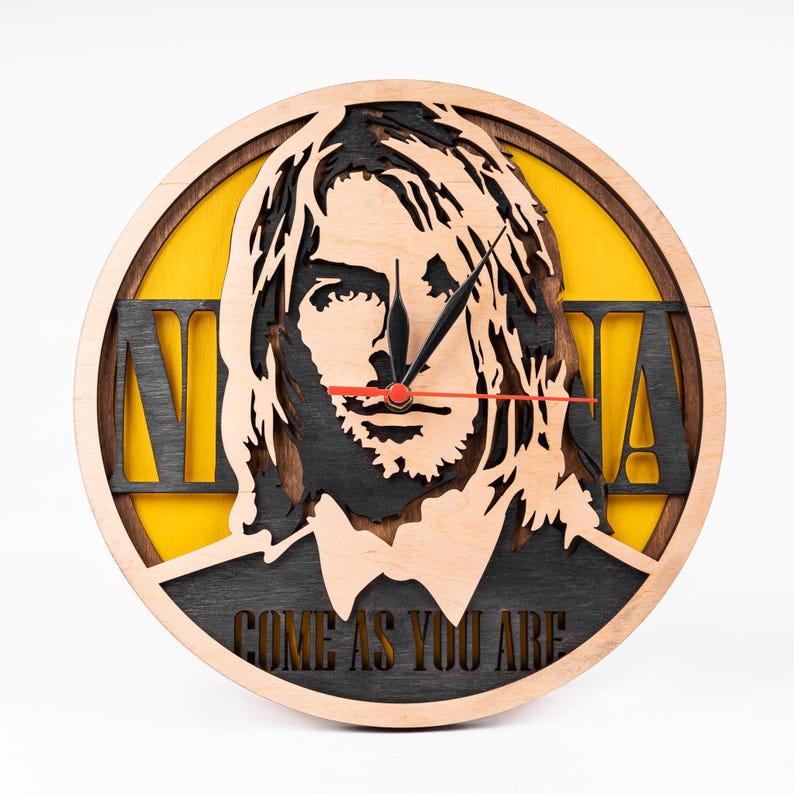 Kurt Cobain Clock SVG: Layered Laser Cut File (digital Files) - Etsy