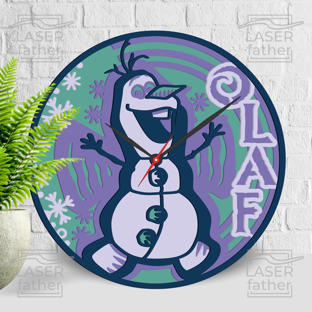 Olaf SVG, Snowman Silhouette, Layered Wood Clock File, Disneyland Laser ...