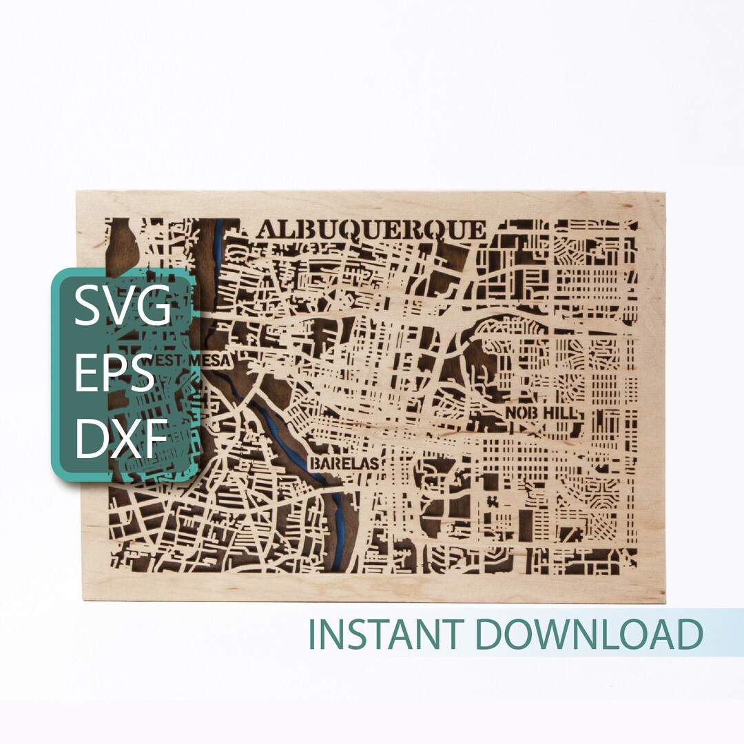 Albuquerque Laser Cut Wood Map: New Mexico SVG DXF (digital Download ...