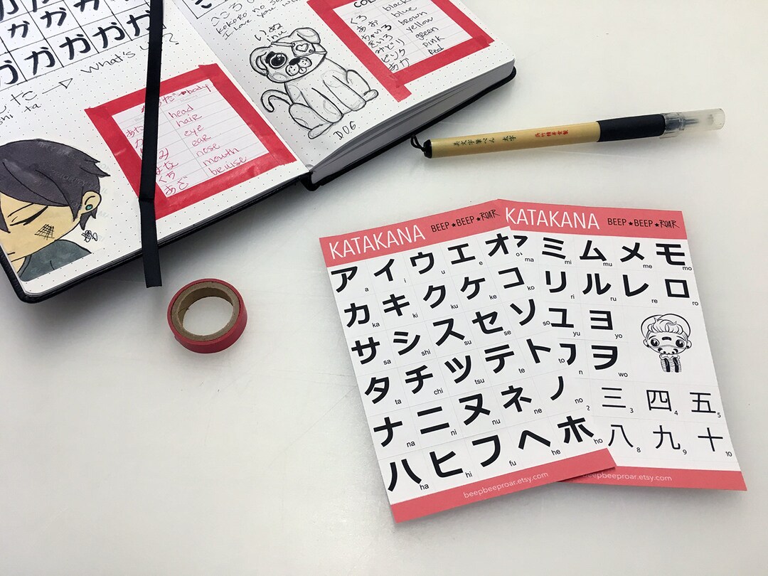 Katakana Japanese Language Sticker Pack Sticker Sheet - Etsy