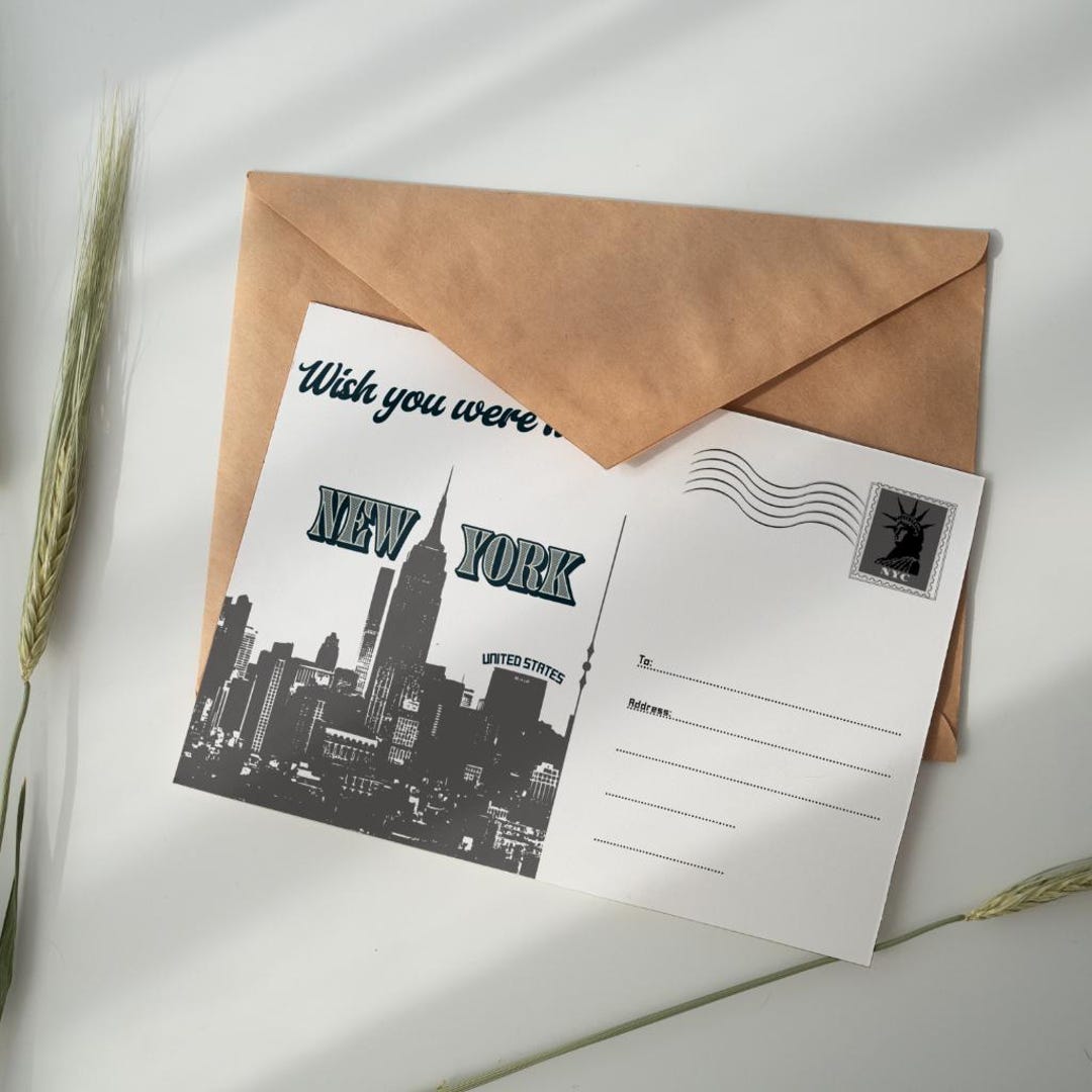 Vintage Aesthetic New York Postcard - Printable NYC Travel Souvenir ...
