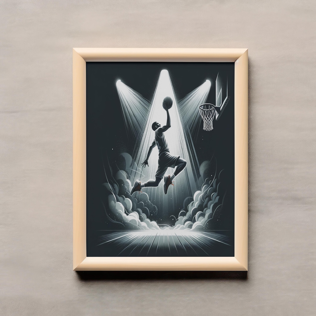 Basketball Dunk Print: Modern Black & White Sports Art (digital ...