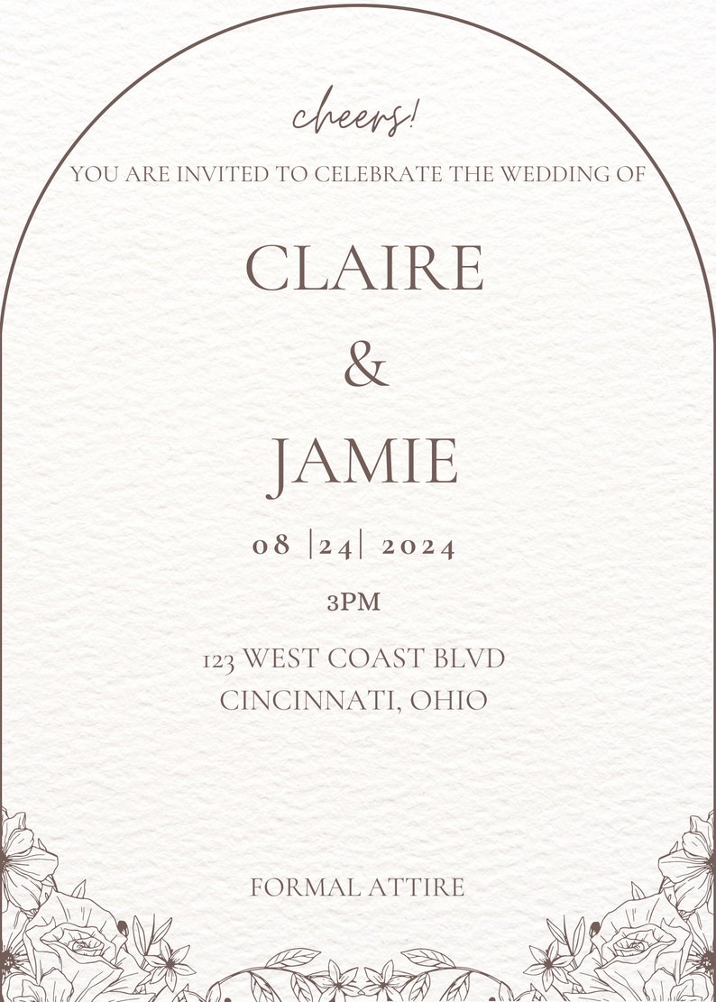 Editable Modern Wedding Invitation, Standard 5x7 Invite, Wedding ...