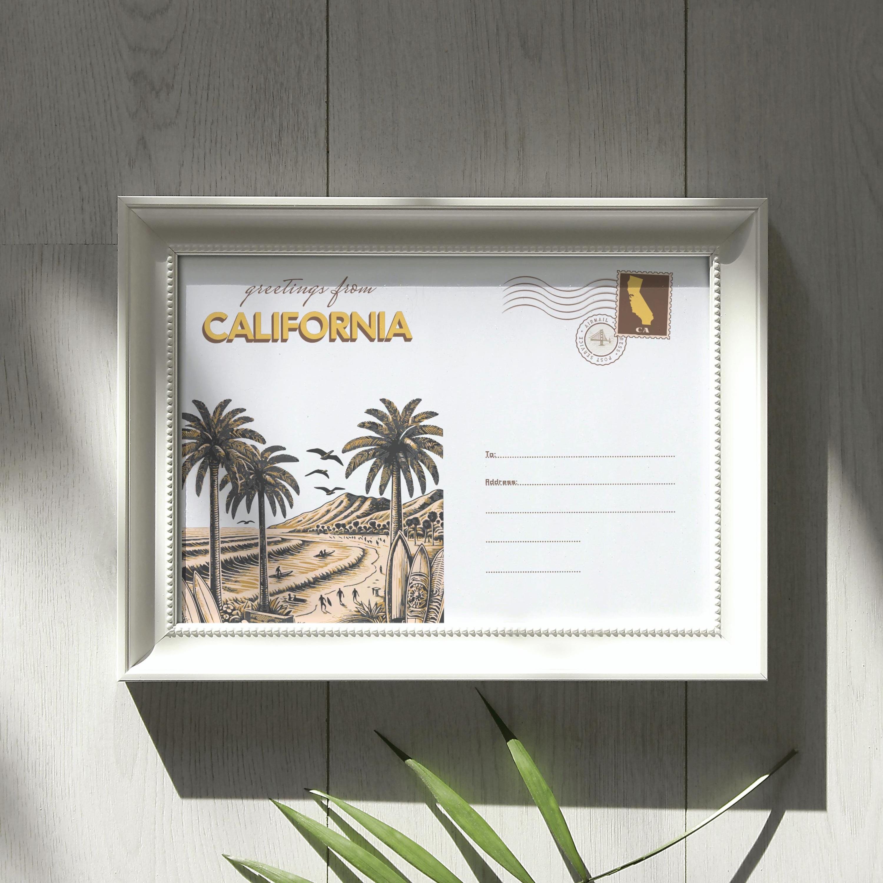 California Postcard Digital Download - Retro Beach Wall Art With Palm ...